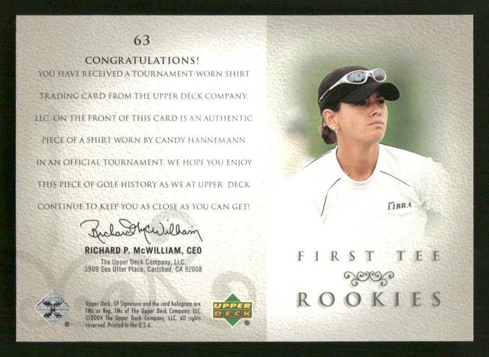 2004 SP Signature Candy Hannemann Pink Shirt RC,MEM Rookie #63 Card | eBay
