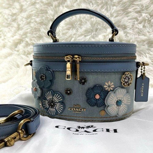 COACH Hayden Trail Tea Rose 2way Leather Denim Vanity Shoulder bag ...