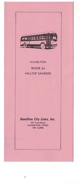 1960s Hamilton Ohio Bus Schedule Rte #4 | eBay
