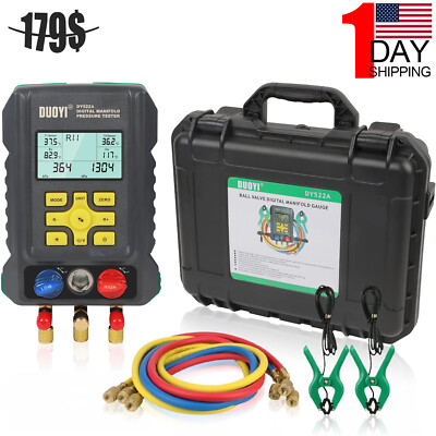 AC Gauges Digital HVAC Manifold Gauge Set AC Pressure Gauge for 93 ...