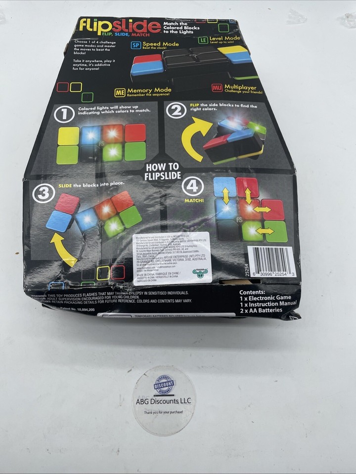 Flipslide Electronic Handheld Game - Flip Slide & Match the Colors. Timed Puzzle 630996252543 | eBay
