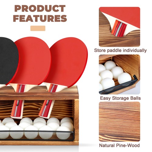 Ping Pong Storage Rack, Wall-Mount Table Tennis Paddle Display Holder ...
