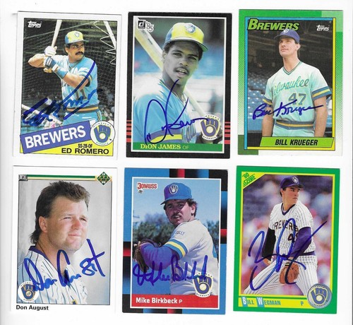 MILWAUKEE BREWERS 6 DIFFERENT SIGNED AUTOGRAPH BASEBALL CARD LOT | eBay