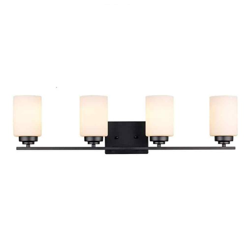 Bel Air Lighting Mod Pod 31.25 in. 4-Light Black Bathroom Vanity Light ...