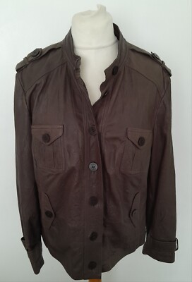 ROCHA JOHN ROCHA - REAL LEATHER Jacket Soft Chocolate Brown Size 20 ...