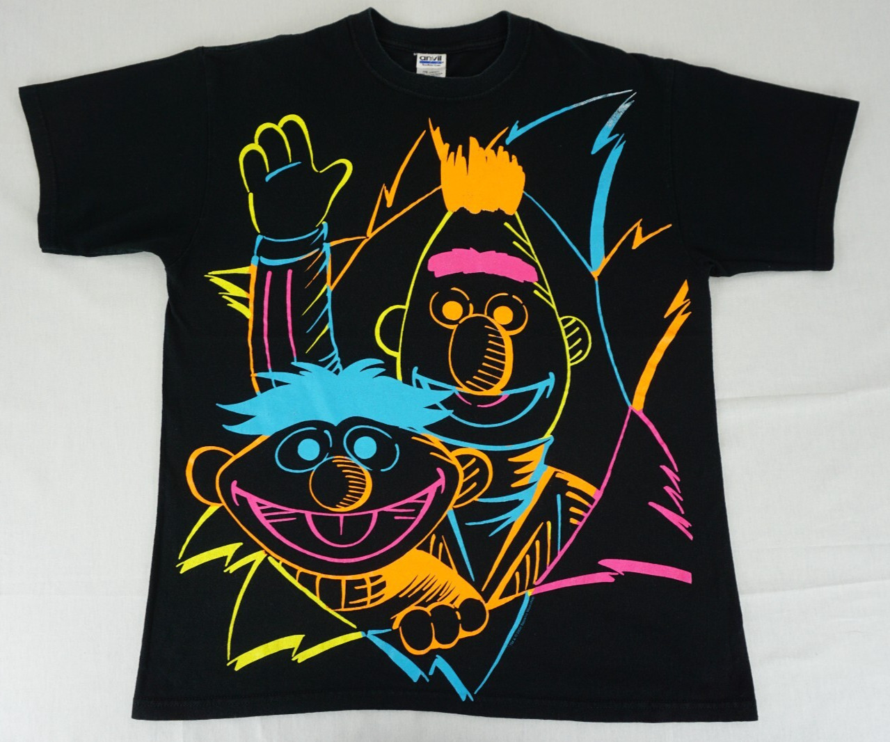 2008 Sesame Street Bert and Ernie neon colorful shirt… - Gem