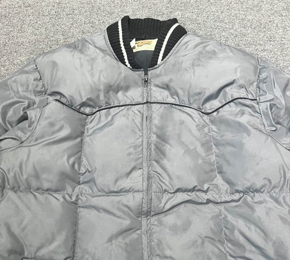 70’s vintage comfy grey down bomber puffer jacket men’s large | eBay