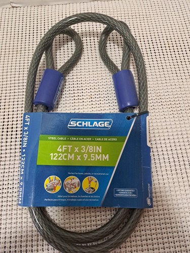 New Schlage Flexible 3/8"in 4 ft Steel Looped Security Cable - Bike - Lawnmower 720018999249| eBay