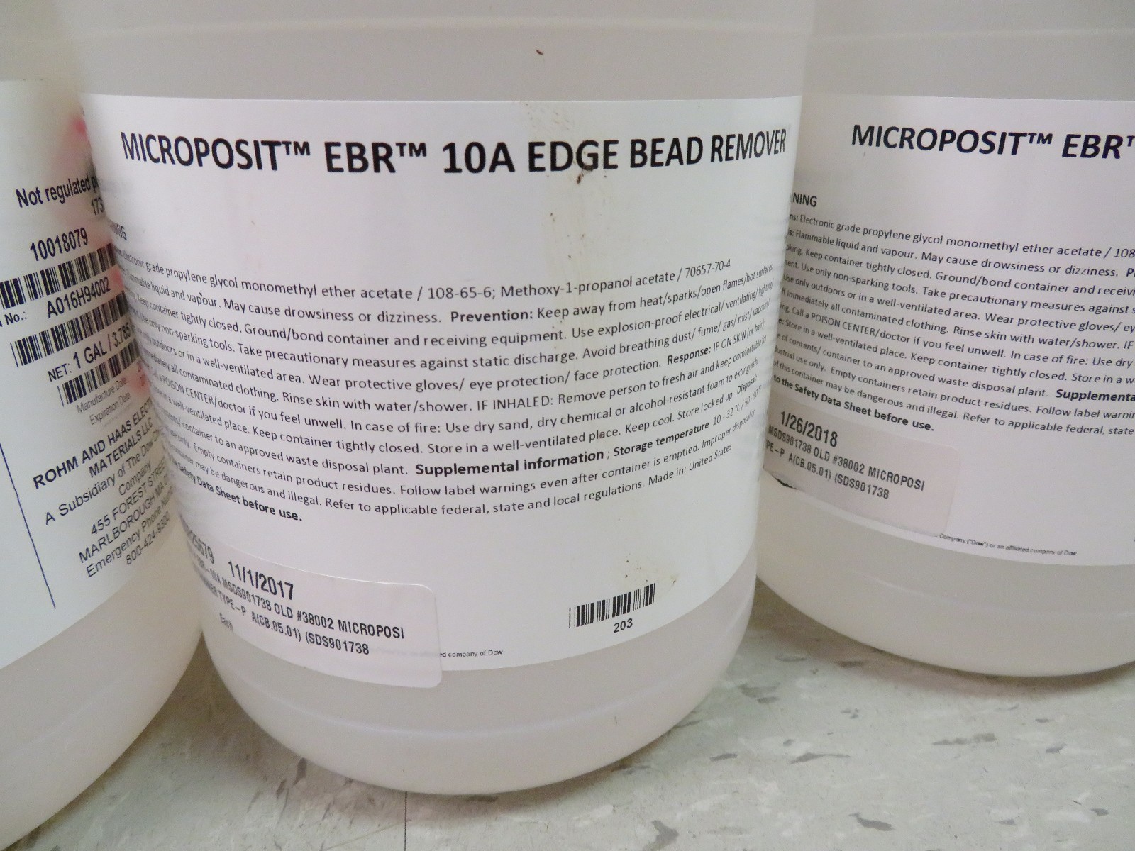 NEW DOW MICROPOSIT EBR 10A EDGE BEAD REMOVER 1 GALLON "LOT OF 4 GALLONS" | eBay