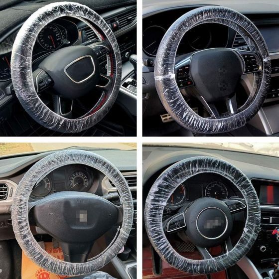 Universal Disposable Steering Wheel Cover Plastic Transparent Elastic ...