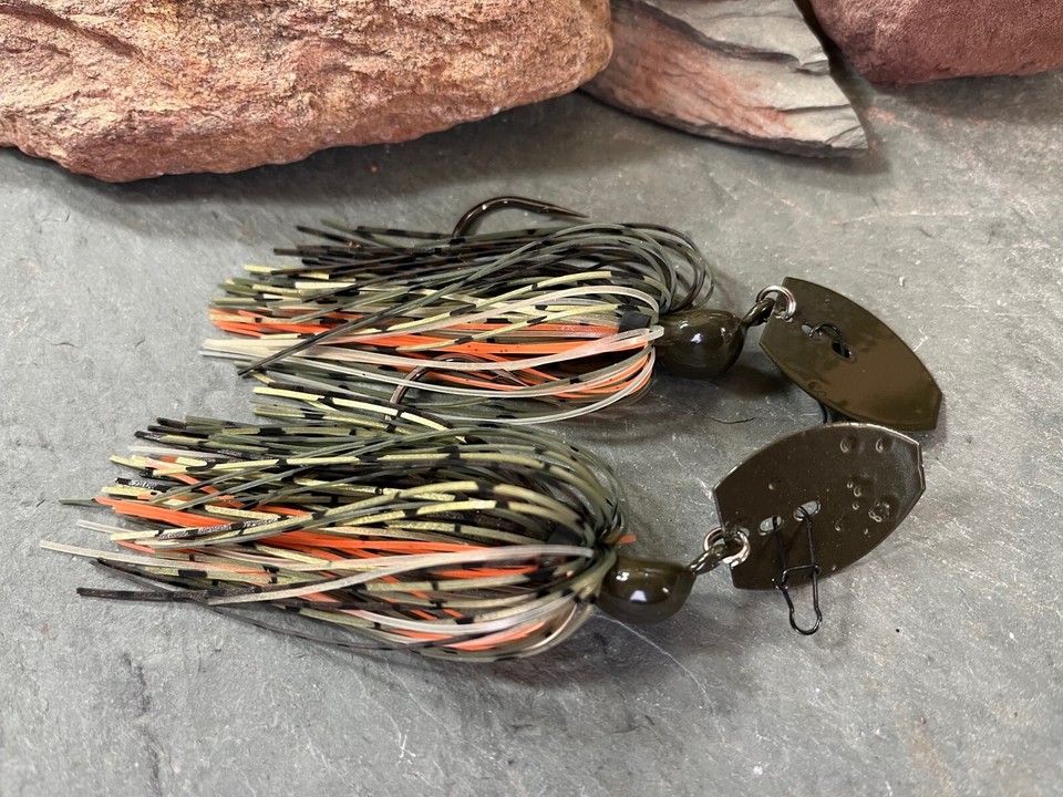 Yellow Perch - 2 Pack - Custom Bass Vibrating Jigs Bladed Swim Jigs | eBay