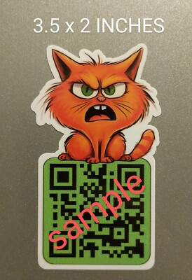 3.5" Annoyed Cat QR Code Custom Decal Sticker Business Social Media ...
