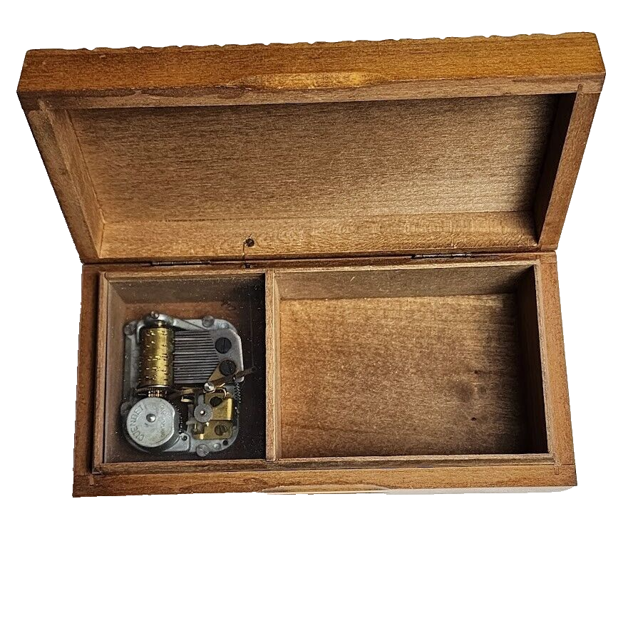 Vintage Cuendet Wood Music Box Plays Love Story Swiss Movement Carved ...