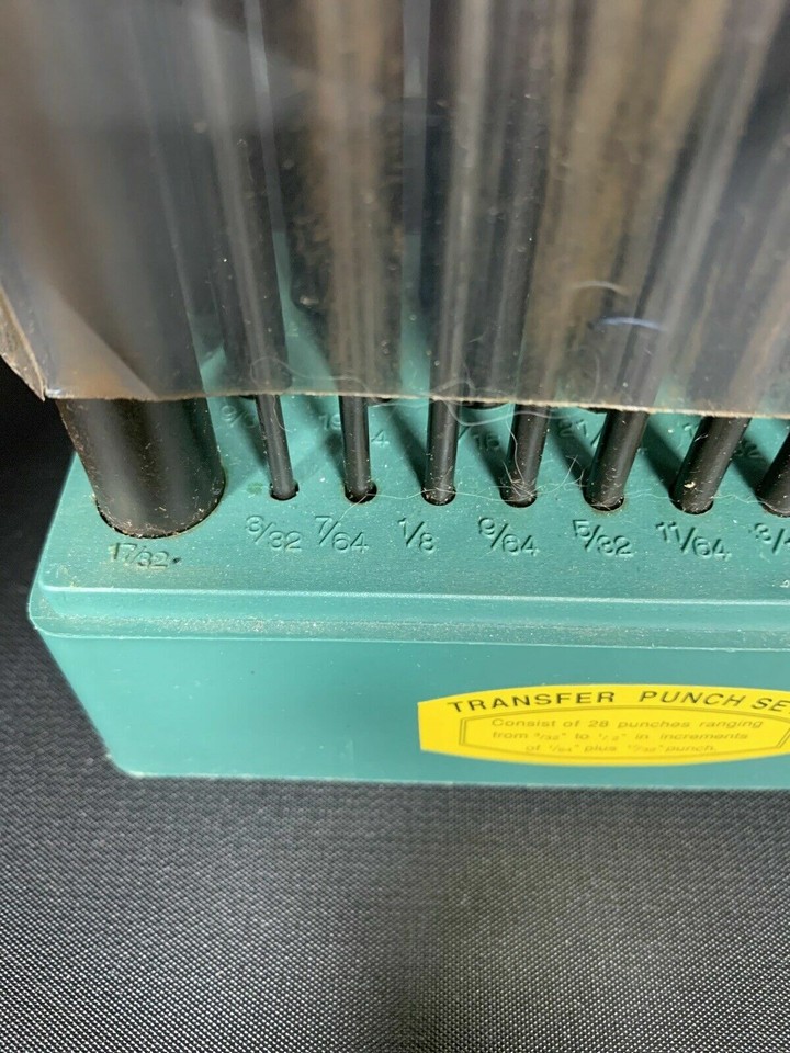 TRANSFER PUNCH SET 28 Pc 3/32 to 1/2 In Stand, Unbranded Heavy Duty EUC ...