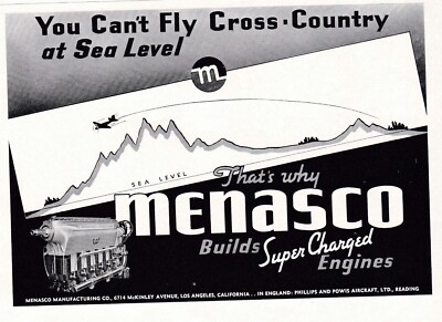 Two 1937 Menasco Aircraft Engine Ads 10/23/2024xx | eBay