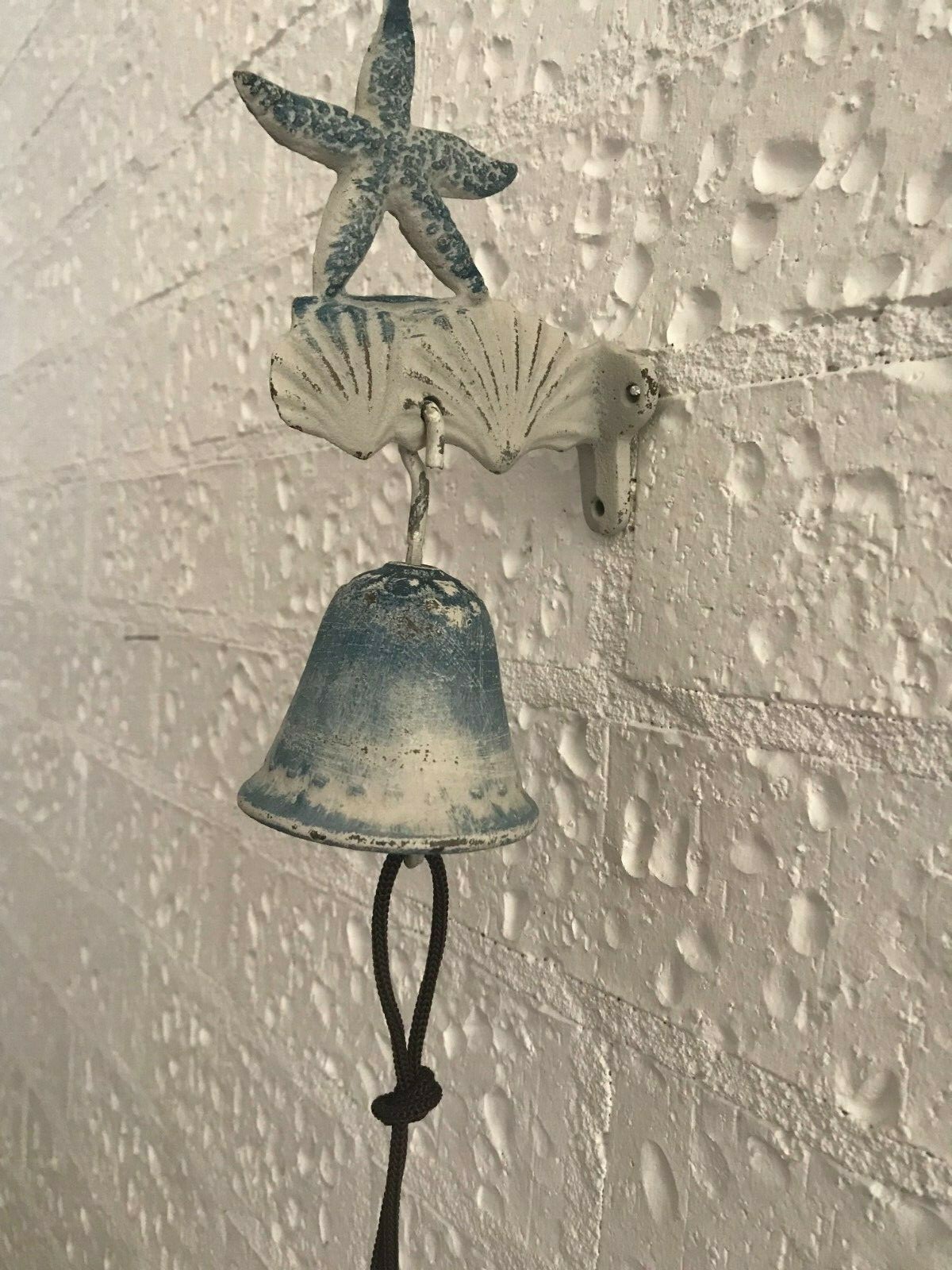 Rustic Cast Iron Coastal Bohemian Beach Doorbell Blue Shell Starfish ...