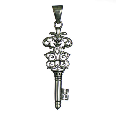 Elegant Sterling Silver Victorian Skeleton Key Pendant Jewelry Gothic ...