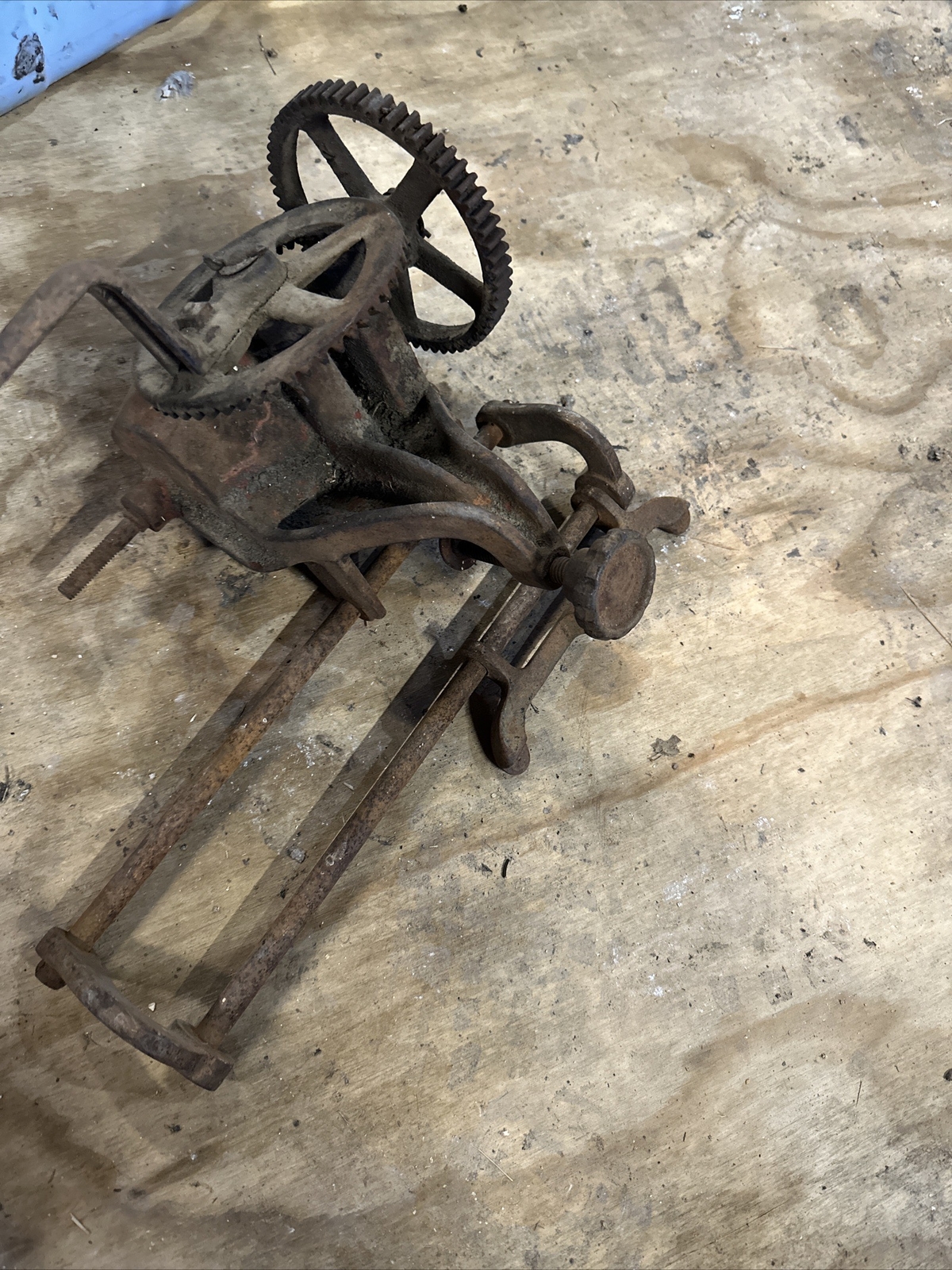 Antique sickle scythe blade bar sharpener axe knife geared tool & guide ...