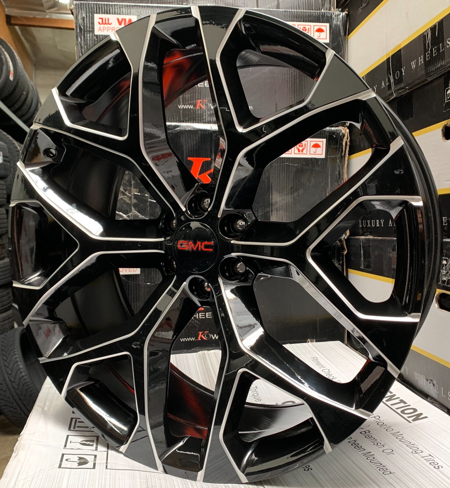 22” SIERRA YUKON SNOWFLAKE BLACK MILLED TAHOE SILVERADO SUBURBAN CK156 ...