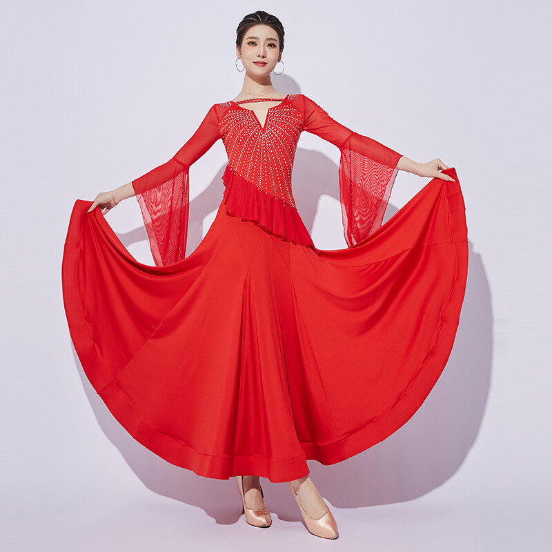 Latin Ballroom Dance Dress Modern Salsa Waltz Standard Long Dress#G879 2 Colors | eBay