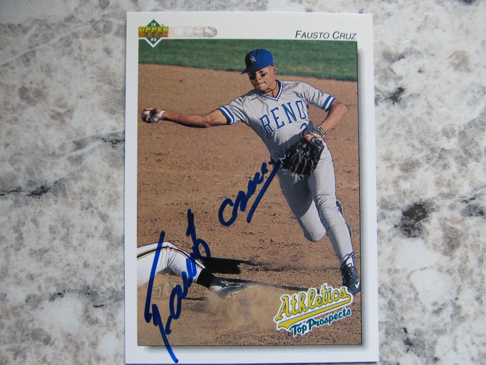 A's Fausto Cruz Signed Autographed 1992 Upper Deck Top Prospects Mint ...