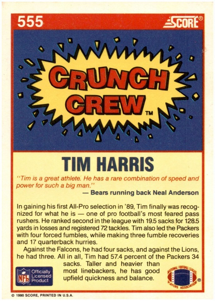 1990 SCORE TIM HARRIS GREEN BAY PACKERS #555 Football Card | eBay