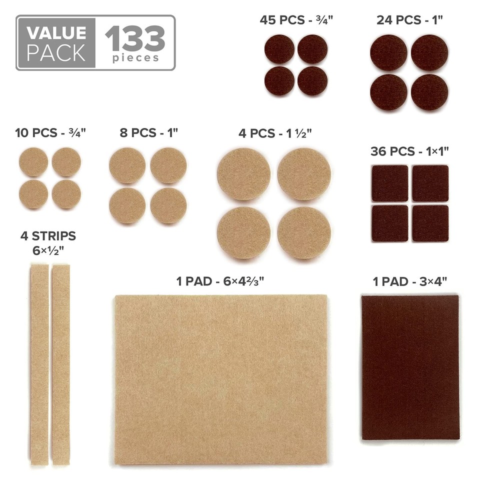 Felt Furniture Pads 133 PCS Premium Furniture Pads - Felt Pads ...