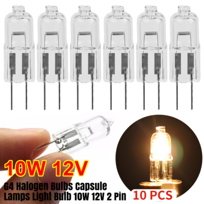 10pcs G4 Halogen Bulbs Capsule Lamps Light Bulb 10W Watt 12V Volt 2 Pin ...