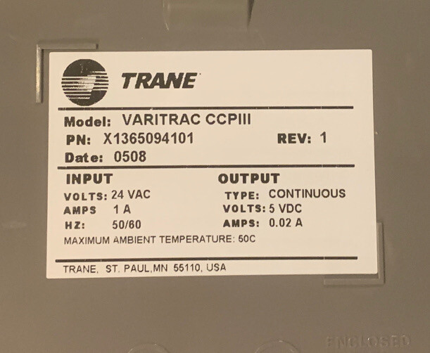 Trane VARITRAC Ccp3 Control Panel CCPIII Part # 49500487 for sale ...