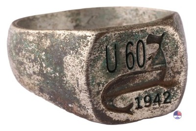 U60 Seal with flag 1942 U-boat WW2 German ring naval submarine U-Boot ...