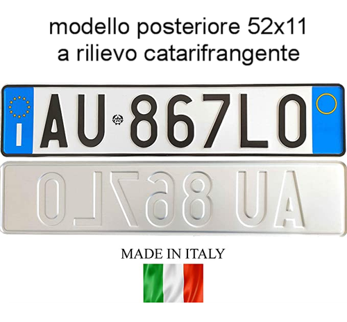 REPLICA TARGA AUTO ITALIANA RILIEVO ART.102 D.LGS285/92 ANTERIORE ...