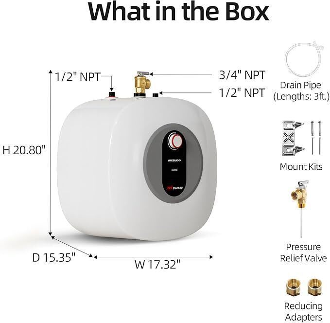 8 Gallon Mini Tank Hot Water Heater Electric Shower Compact Storage ...