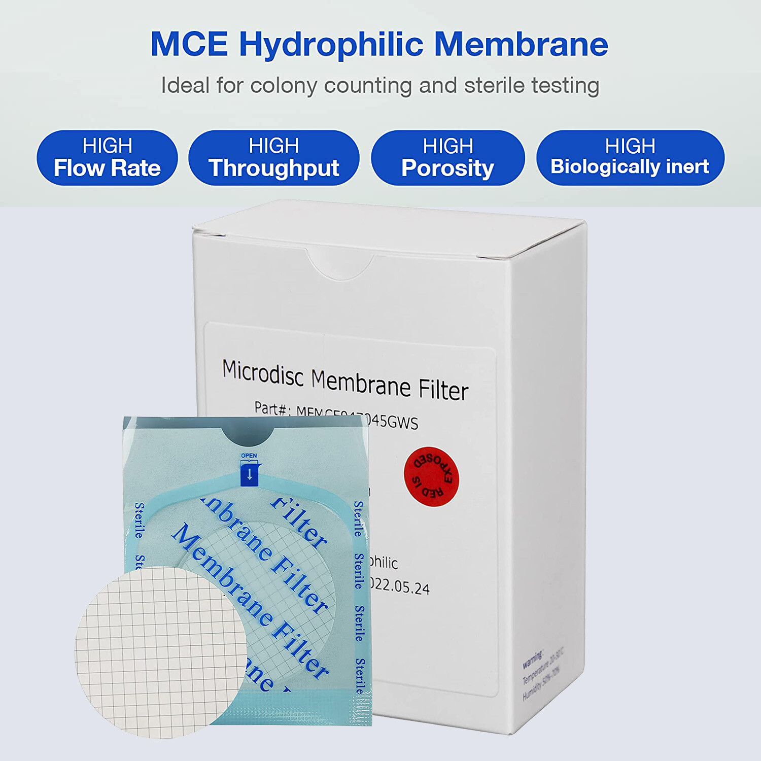 MCE Gridded Membrane Filter, Sterile Disk Membrane Hawach, 43% OFF