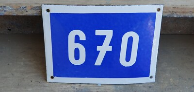 Genuine vintage enamel porcelain house number 670 street House sign ...