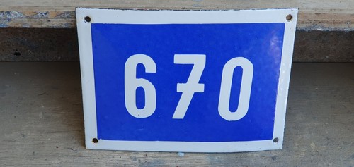 Genuine vintage enamel porcelain house number 670 street House sign ...