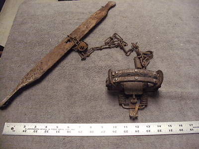 Vintage Coil Spring Jump Trap with Rubber Padded Jaws and homemade Drag ...