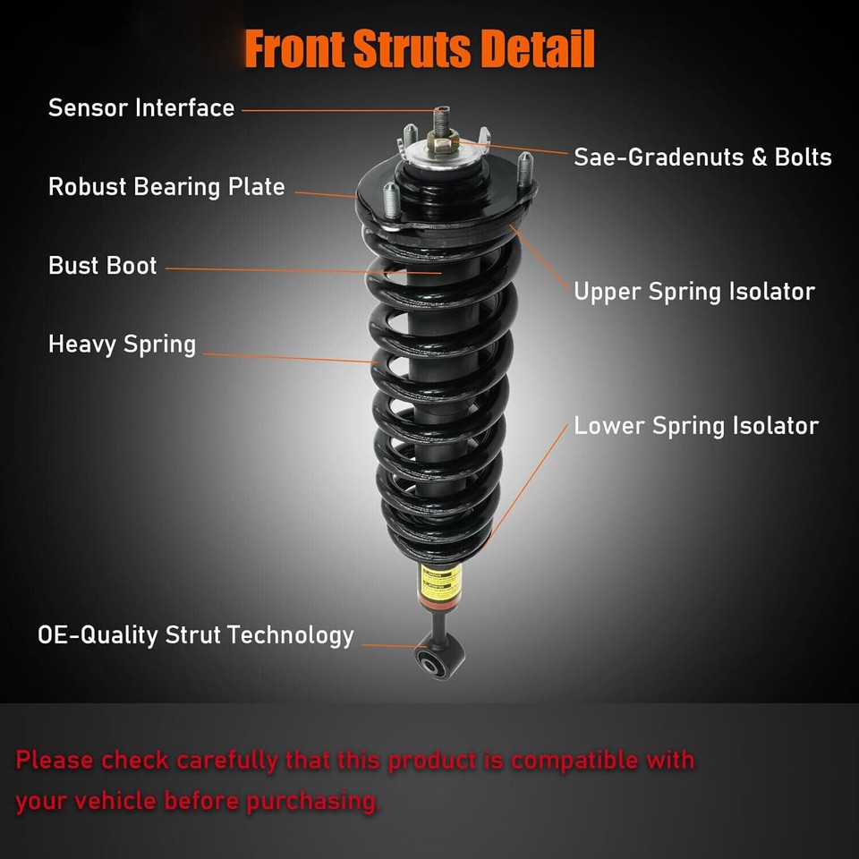 2x Front Shock Struts Assys Fit Lexus GX470 Toyota Land Cruiser 120 ...