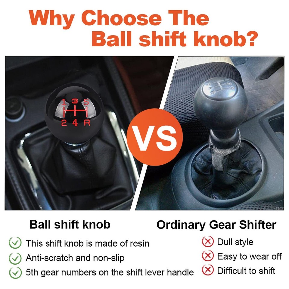 5 Speed Car Racing Gear Shift Shifter knob Resin Polished Round Ball ...