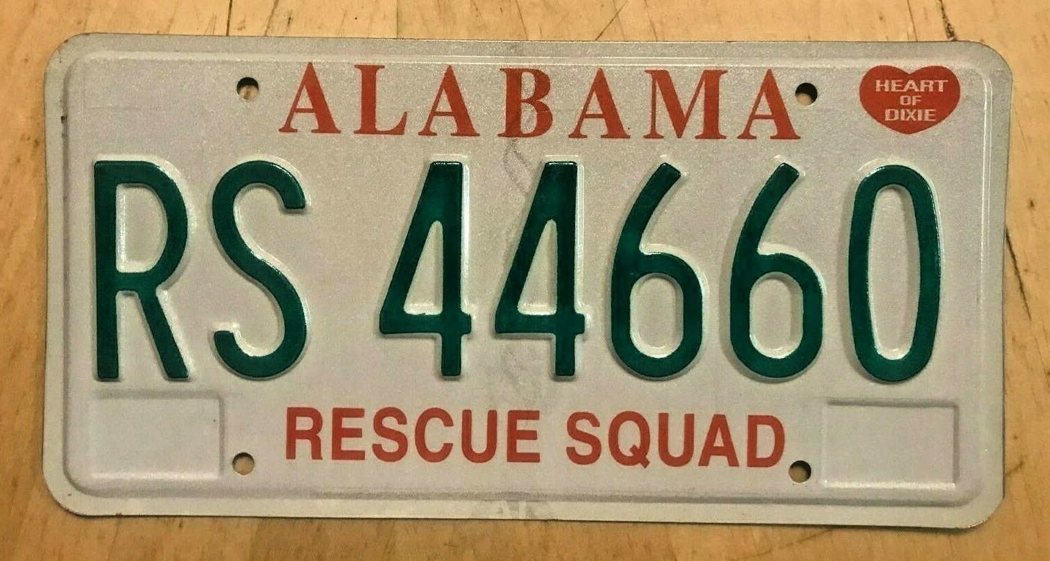 ALABAMA RESCUE SQUAD AMBULANCE CALL 911 LICENSE PLATE " RS 44660 " AL ...