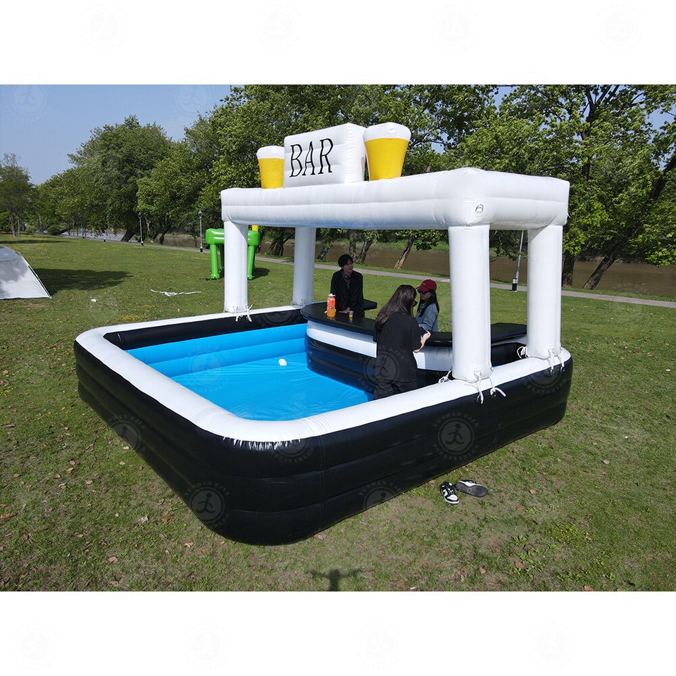 Hot 15ft Inflatable Pool Bar Water Blow Up Bar For Party Event Backyard ...