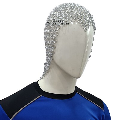Chainmail V Coif Aluminum Hood Medieval Butted Coif Hood Knight Armor ...