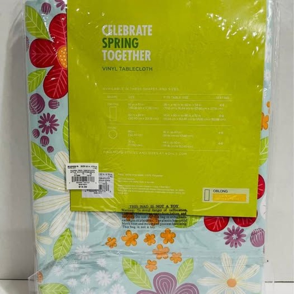 Bright Spring Fun Reusable Vinyl Tablecloth Rectangle | eBay
