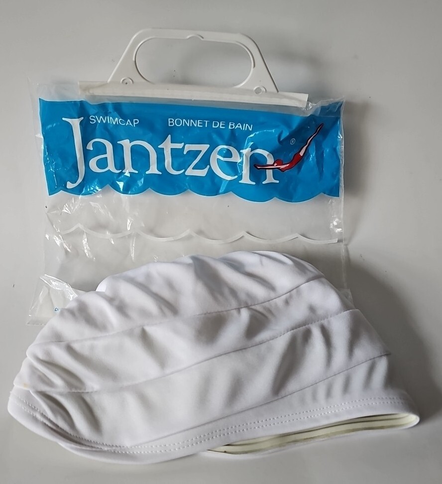 Jantzen Bonnet De Bain White Swim Bathing Cap NEW Vtg - Gem