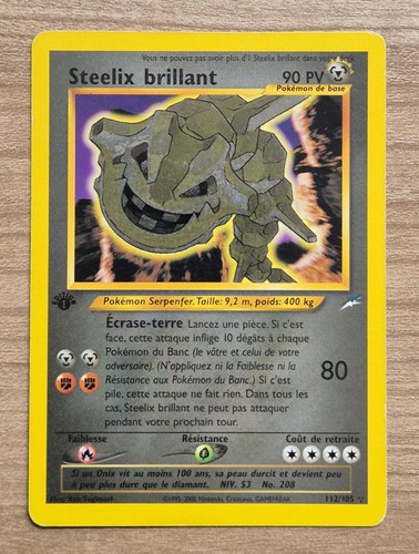 Steelix brillant Neo Destiny Edition 1 112/105 Secrète Française Carte ...