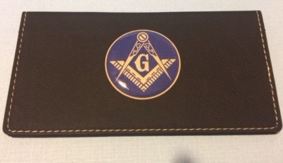 MASONIC MASONRY MASON BLACK Leatherette Checkbook Cover FAUX LEATHER ...