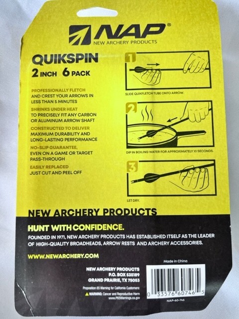 NAP Quikfletch 2" QuikSpin Black Tube 6 pk W/O/O | eBay
