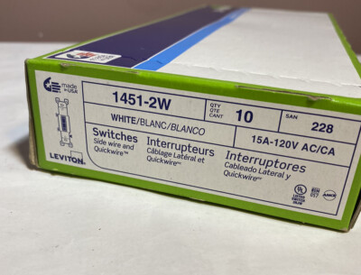 NEW Leviton Single-Pole Toggle Switch 15A 120VAC 10 pcz 1451-2W | eBay