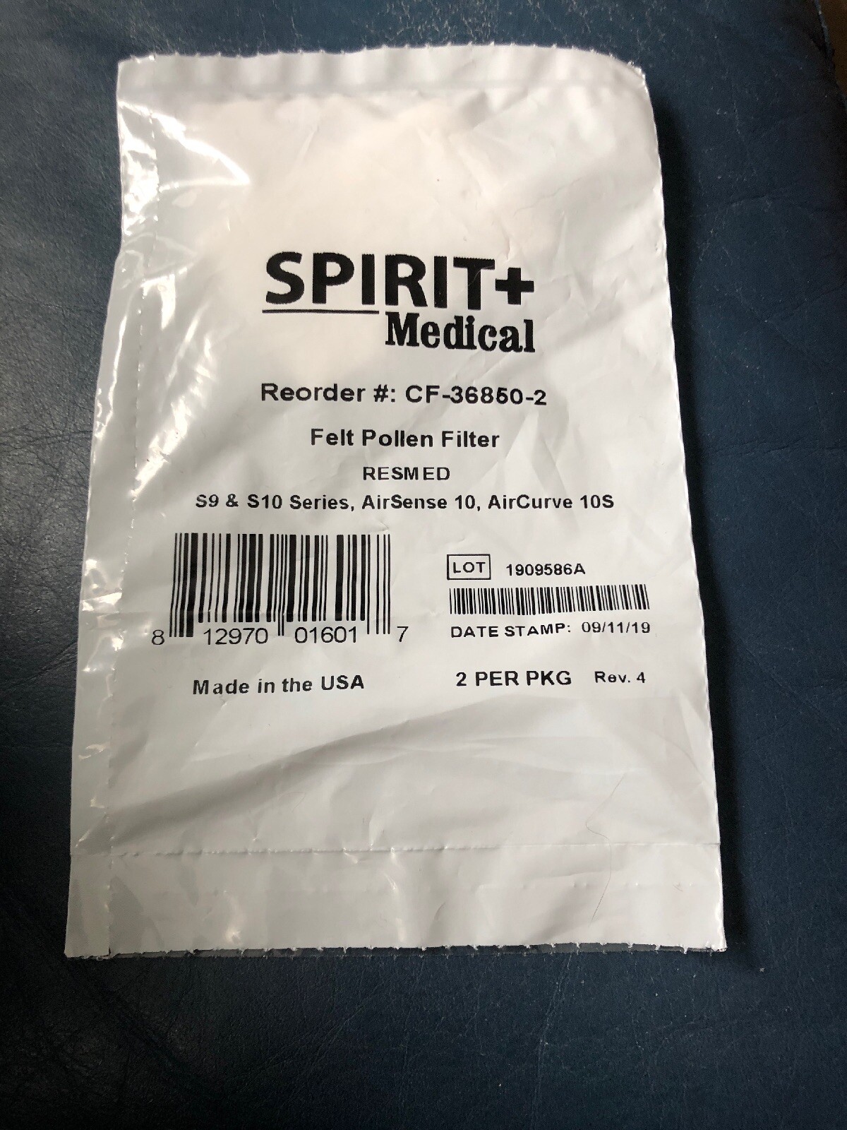 1 NEW NIP Spirit+Medical CF-36850-2 Felt Pollen Filters Series AirSense ...