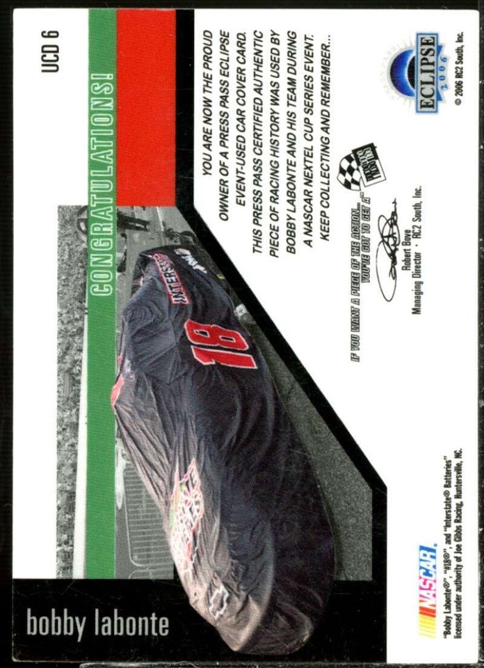 Bobby Labonte Card 2006 Press Pass Eclipse Under Cover Drivers Silver # ...