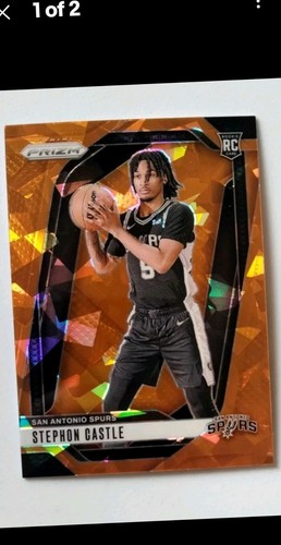2024 Prizm Stephon Castle Orange Cracked Ice (RC) #234 ROY Spurs | eBay